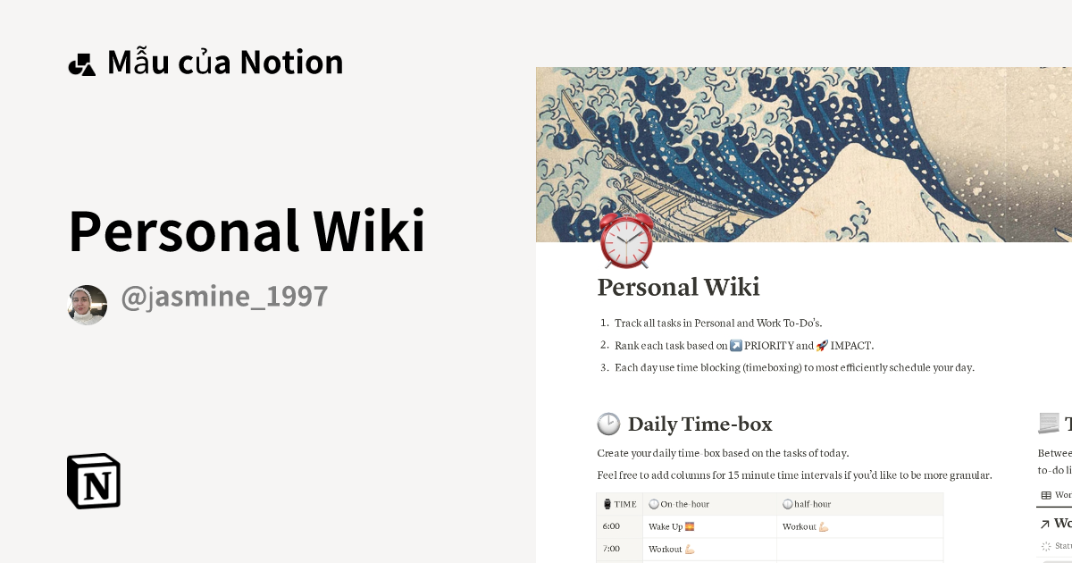 Personal Wiki Mẫu do Yasaman tạo | Thị trường Notion