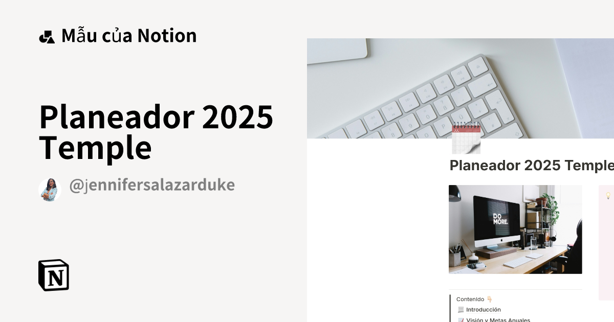 Mẫu Planeador 2025 Temple | Thị trường Notion