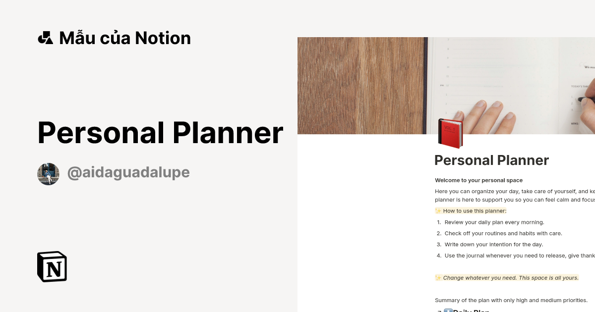 Mẫu Personal Planner | Thị trường Notion