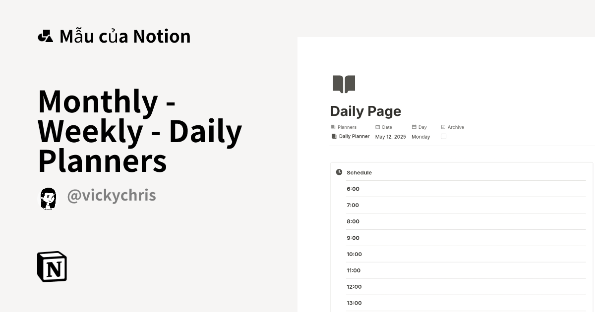 Monthly - Weekly - Daily Planners Mẫu do Vicky Chris tạo | Thị trường ...