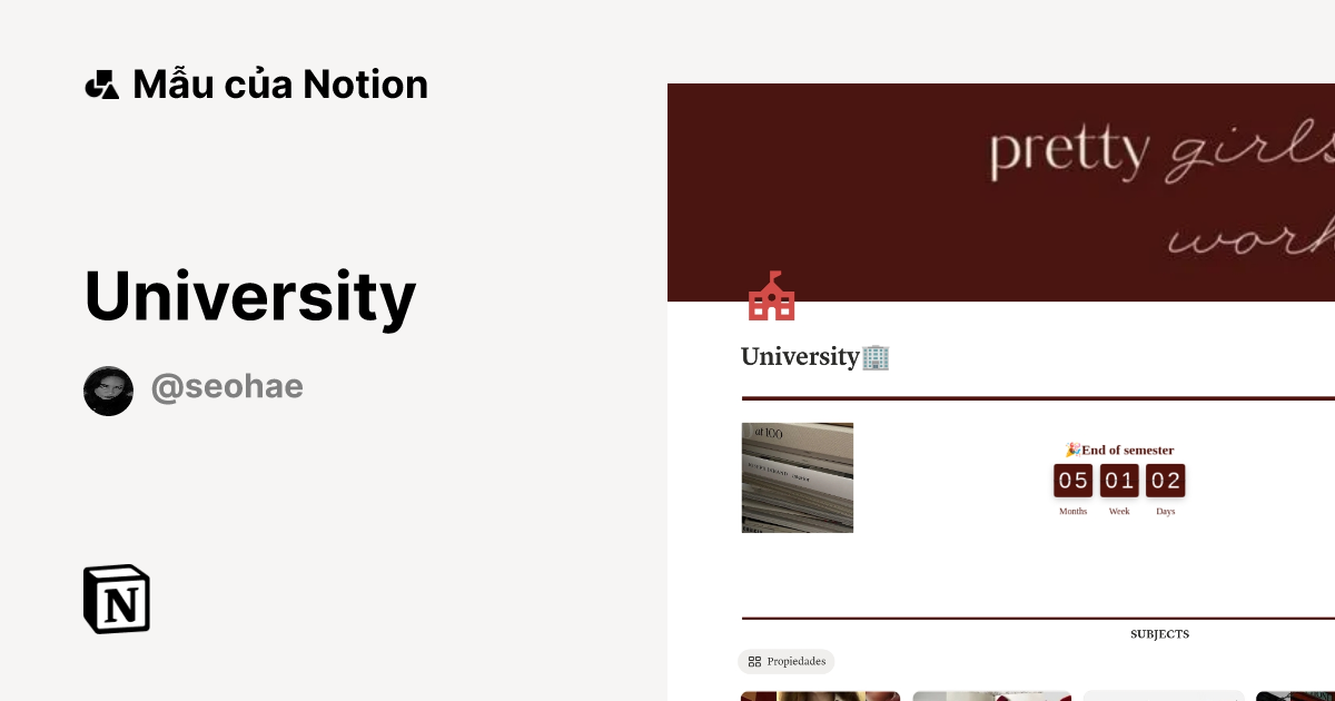 University Mẫu do Mmanu tạo | Thị trường Notion