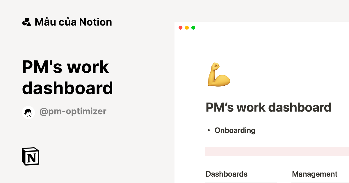 Mẫu PM's work dashboard | Thị trường Notion