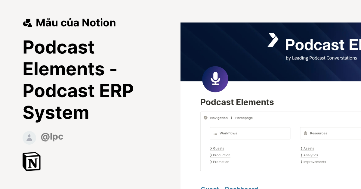Mẫu Podcast Elements - Podcast ERP System | Thị trường Notion