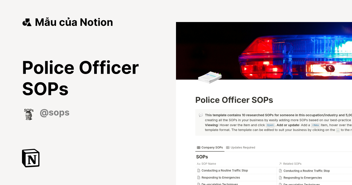 Mẫu Police Officer SOPs | Thị trường Notion