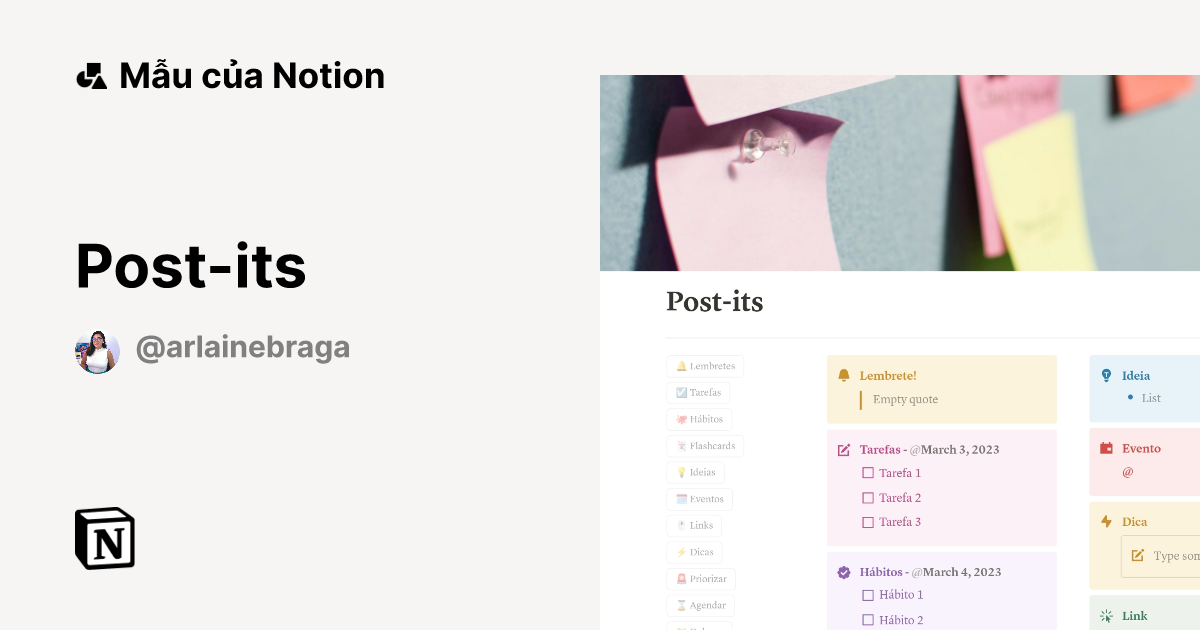 Mẫu Post-its | Thị trường Notion