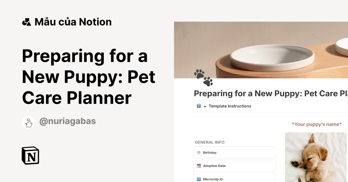 Preparing for a New Puppy: Pet Care Planner Mẫu do Núria Gabàs tạo ...