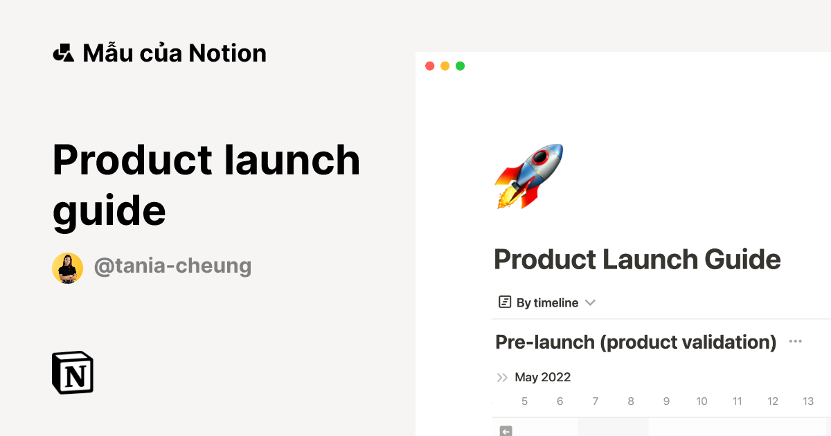 Mẫu Product launch guide | Thị trường Notion