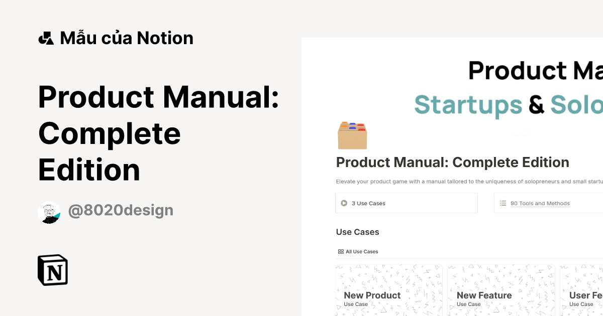 Product Manual: Complete Edition Mẫu do 80/20 Design tạo | Thị trường Notion