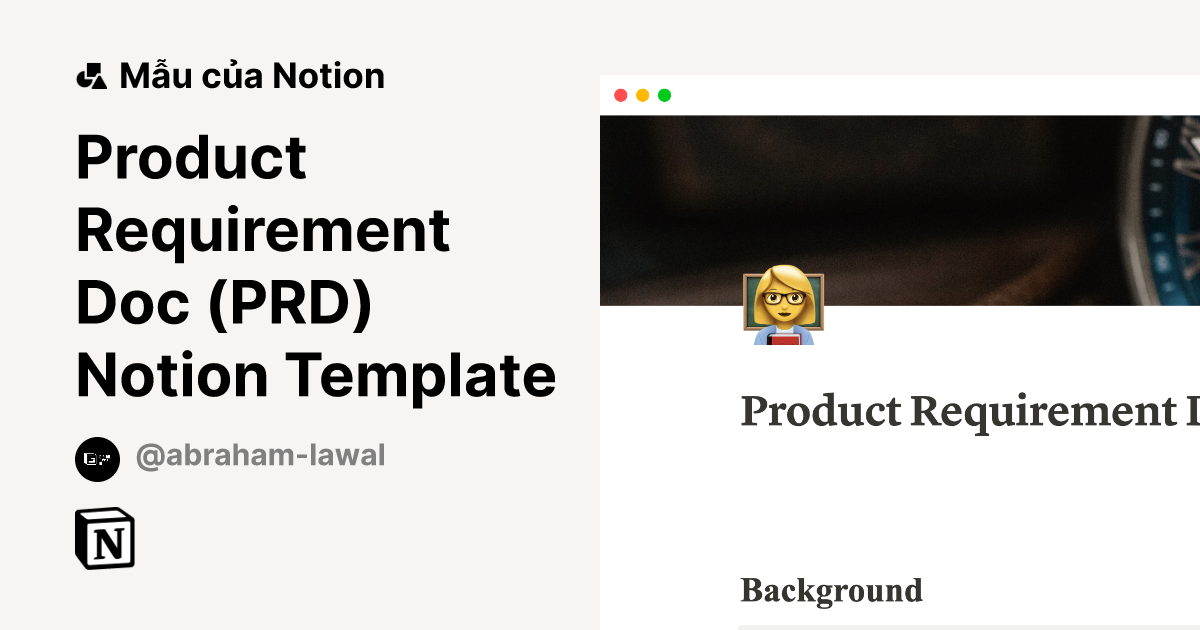 Mẫu Product Requirement Doc (PRD) Notion Template | Thị trường Notion