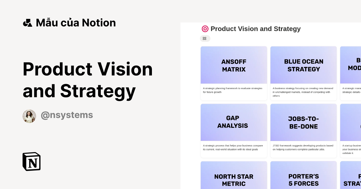Mẫu Product Vision and Strategy | Thị trường Notion