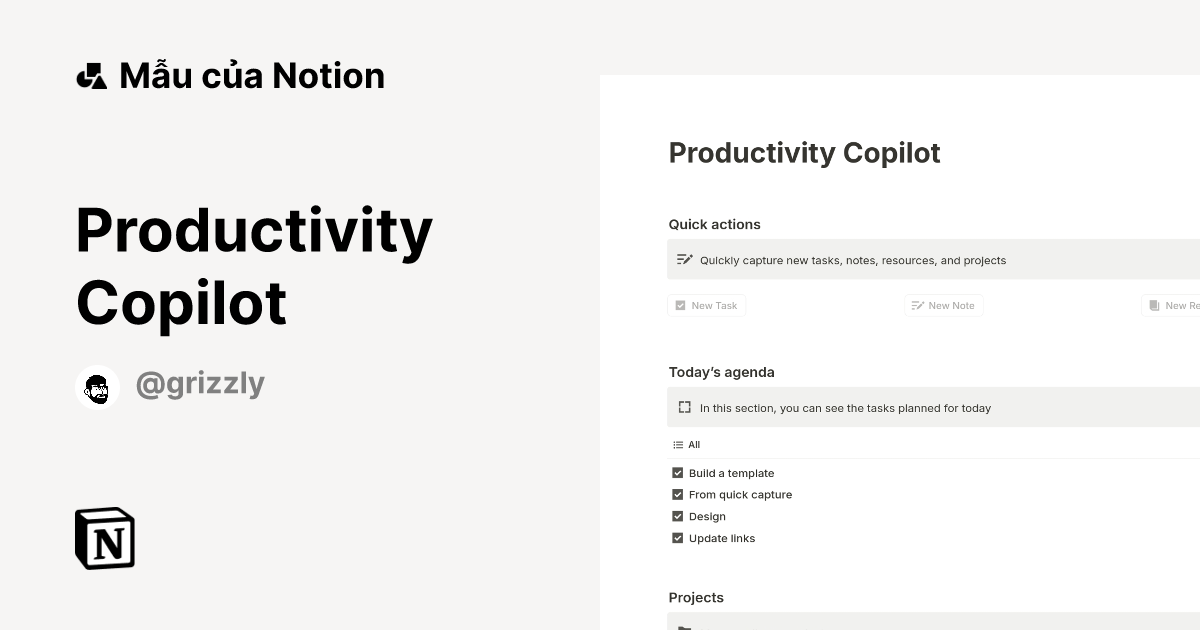 Productivity Copilot Mẫu do Notion Grizzly tạo | Thị trường Notion