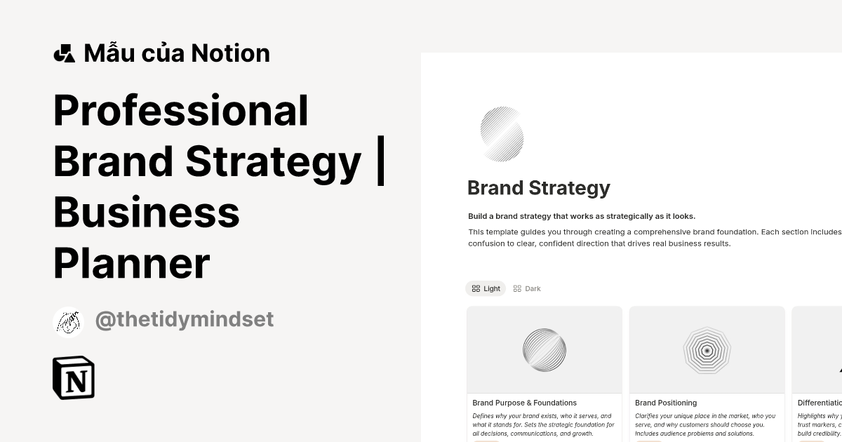 Professional Brand Strategy | Business Planner Mẫu do GeorgiaJade tạo | Thị trường Notion