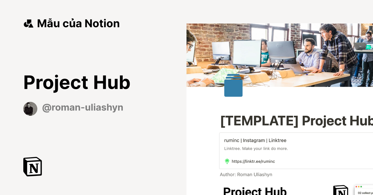 Mẫu Project Hub | Thị trường Notion