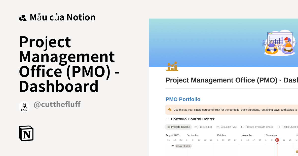 Mẫu Project Management Office (PMO) - Dashboard | Thị trường Notion