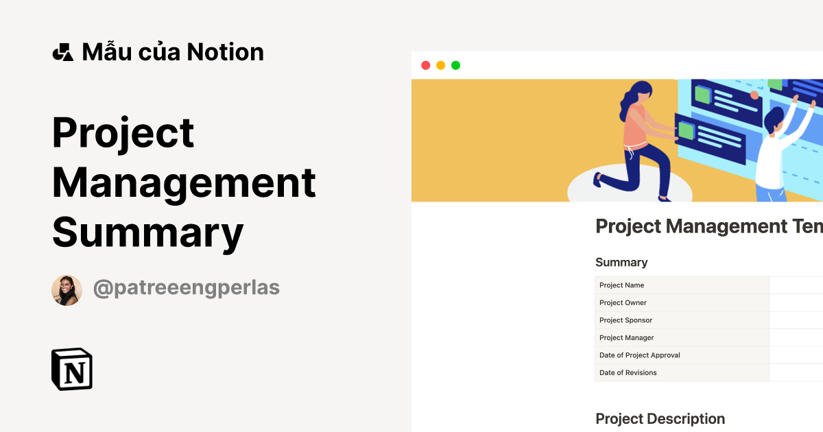 Mẫu Project Management Summary | Thị trường Notion