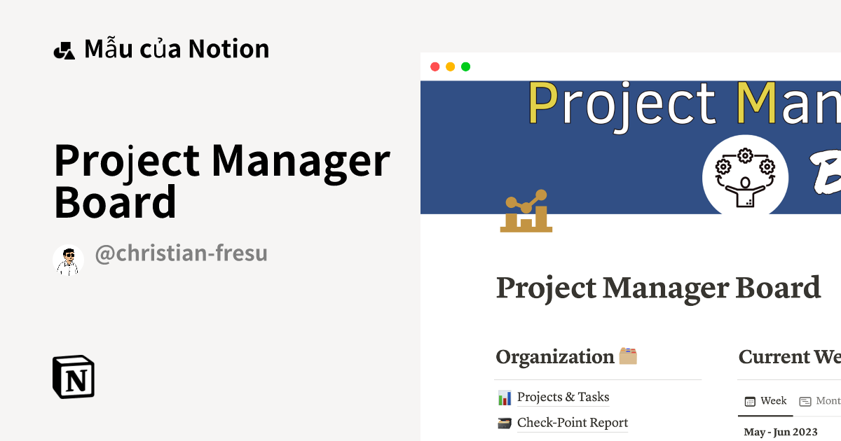 Mẫu Project Manager Board | Thị trường Notion