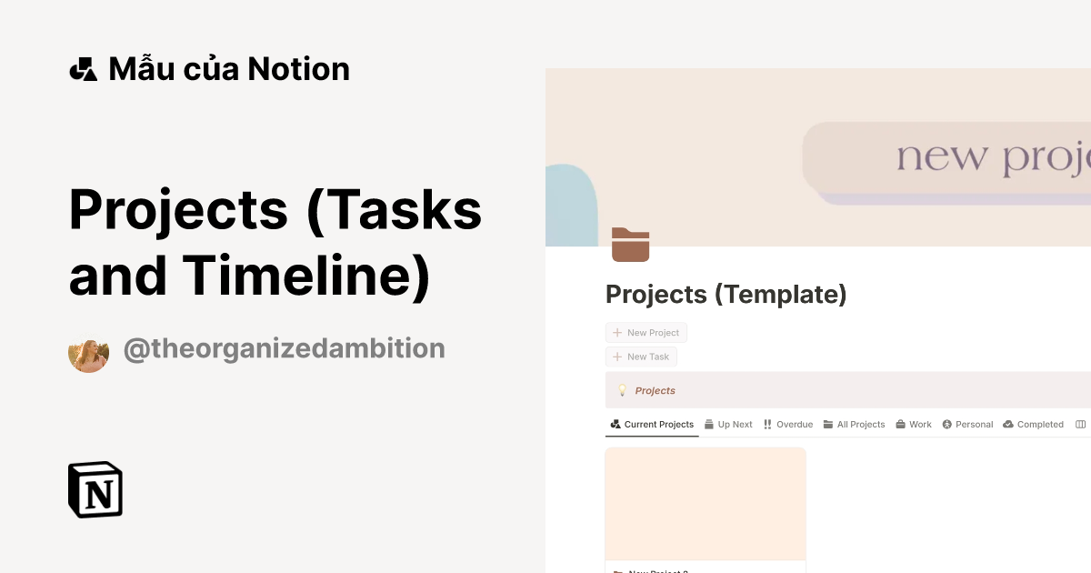 Mẫu Projects (Tasks and Timeline) | Thị trường Notion
