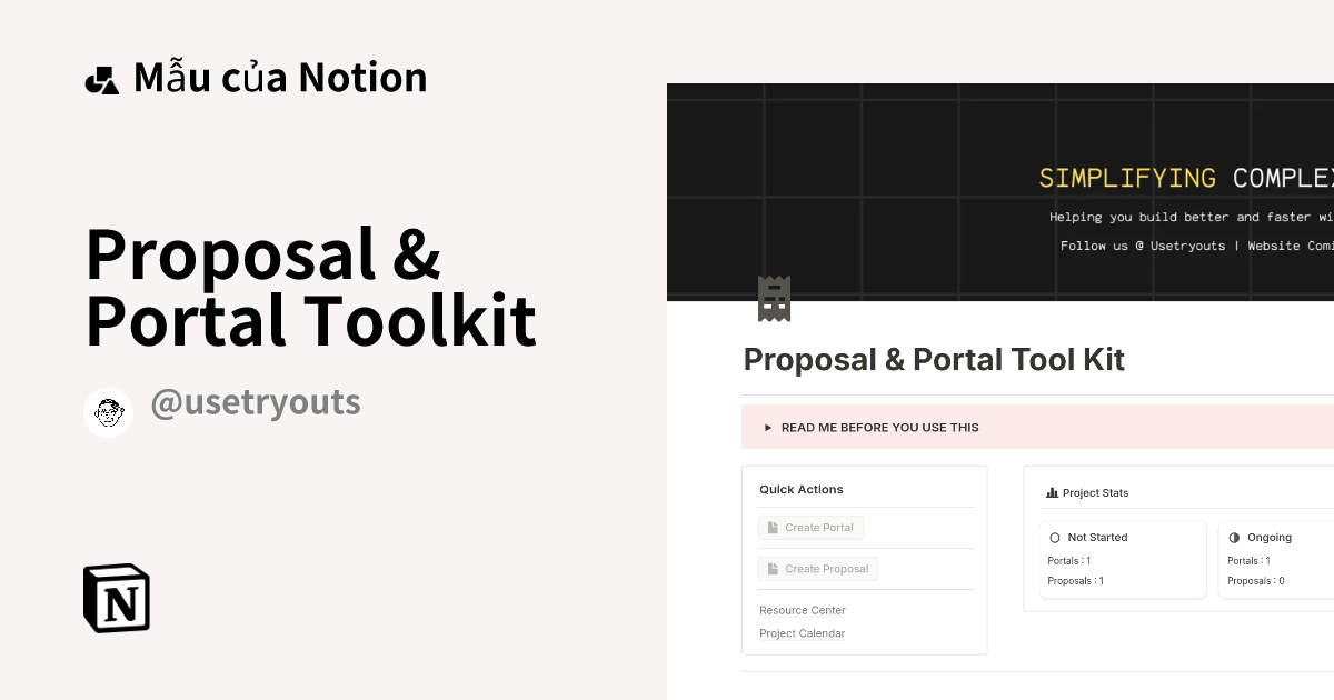 Mẫu Proposal & Portal Toolkit | Thị trường Notion