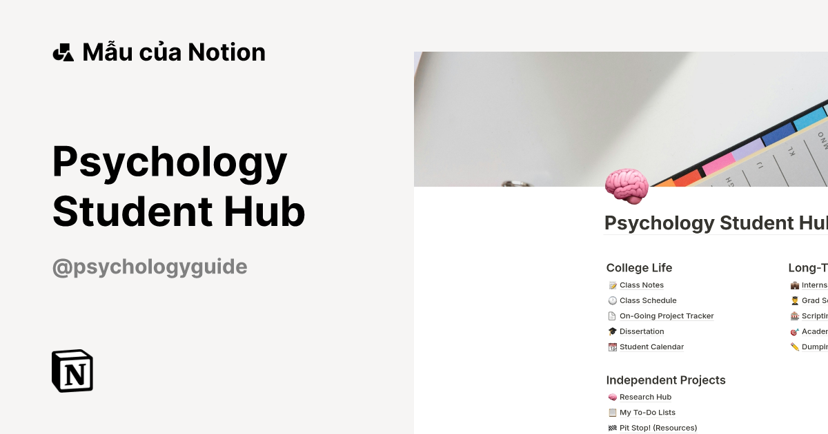 Psychology Student Hub Mẫu do psychologyguide tạo | Thị trường Notion