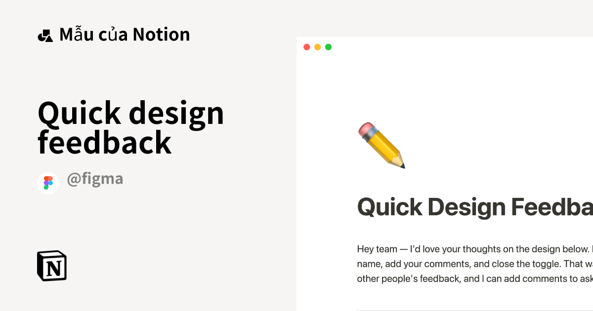 Mẫu Quick design feedback | Thị trường Notion