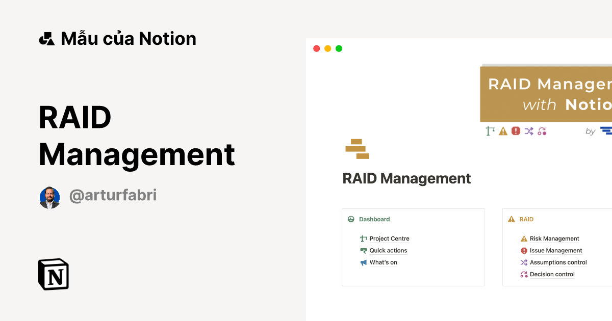 RAID Management Mẫu do Artur Fabri tạo | Thị trường Notion