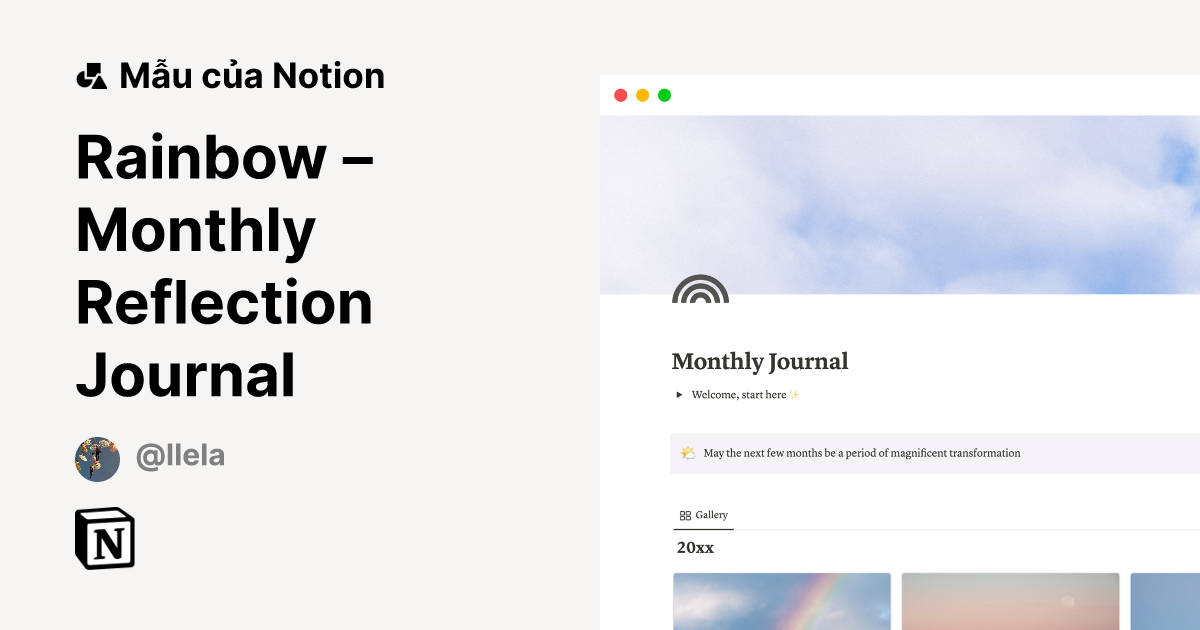 Rainbow – Monthly Reflection Journal Mẫu do Llela tạo | Thị trường Notion