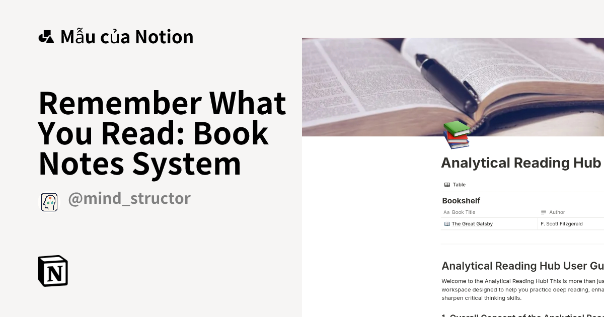 Read Once, Remember Forever: Analytical Reading Mẫu do MindStructor tạo ...