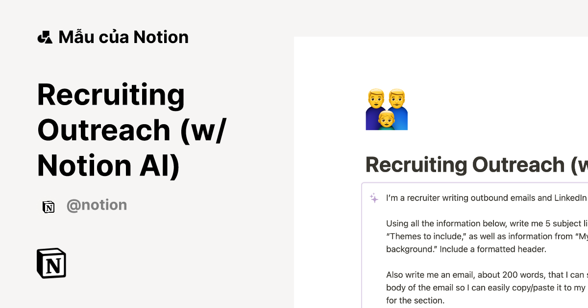 Recruiting Outreach (w/ Notion AI) Mẫu do Notion tạo | Thị trường Notion