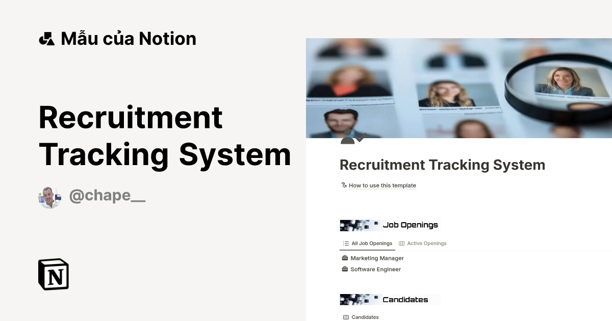 Mẫu Recruitment Tracking System | Thị trường Notion