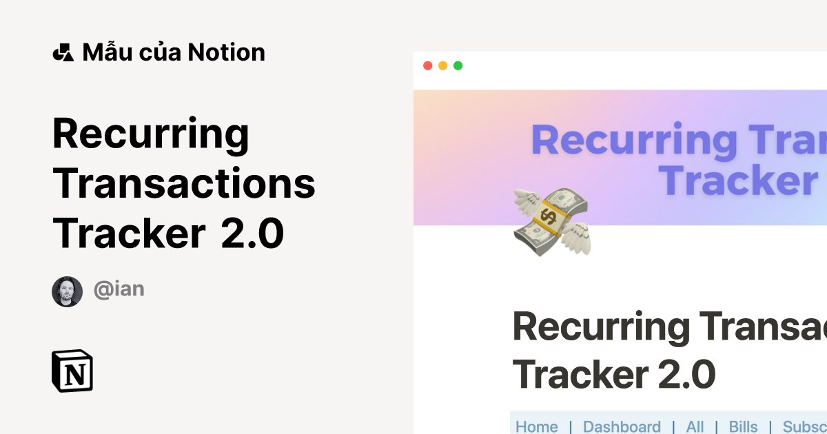 Recurring Transactions Tracker 20 Mẫu Do Ian Dikhtiar Tạo Thị Trường Notion