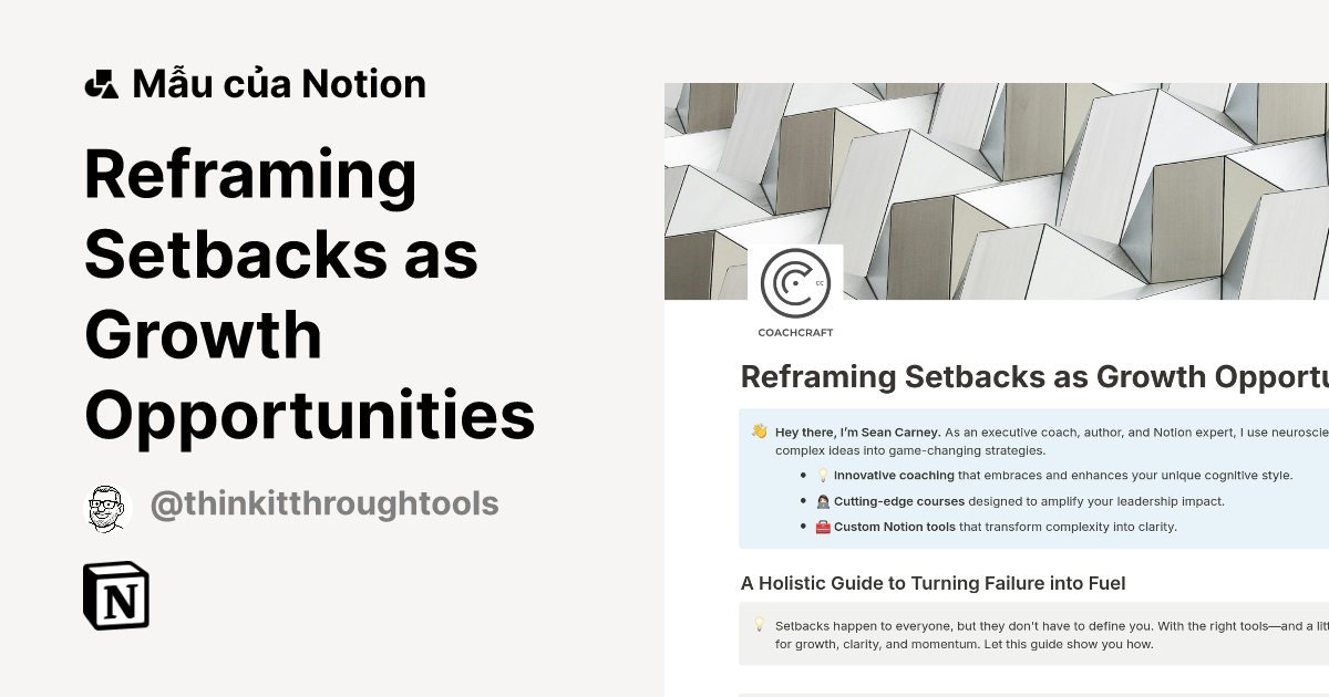 Mẫu Reframing Setbacks as Growth Opportunities | Thị trường Notion