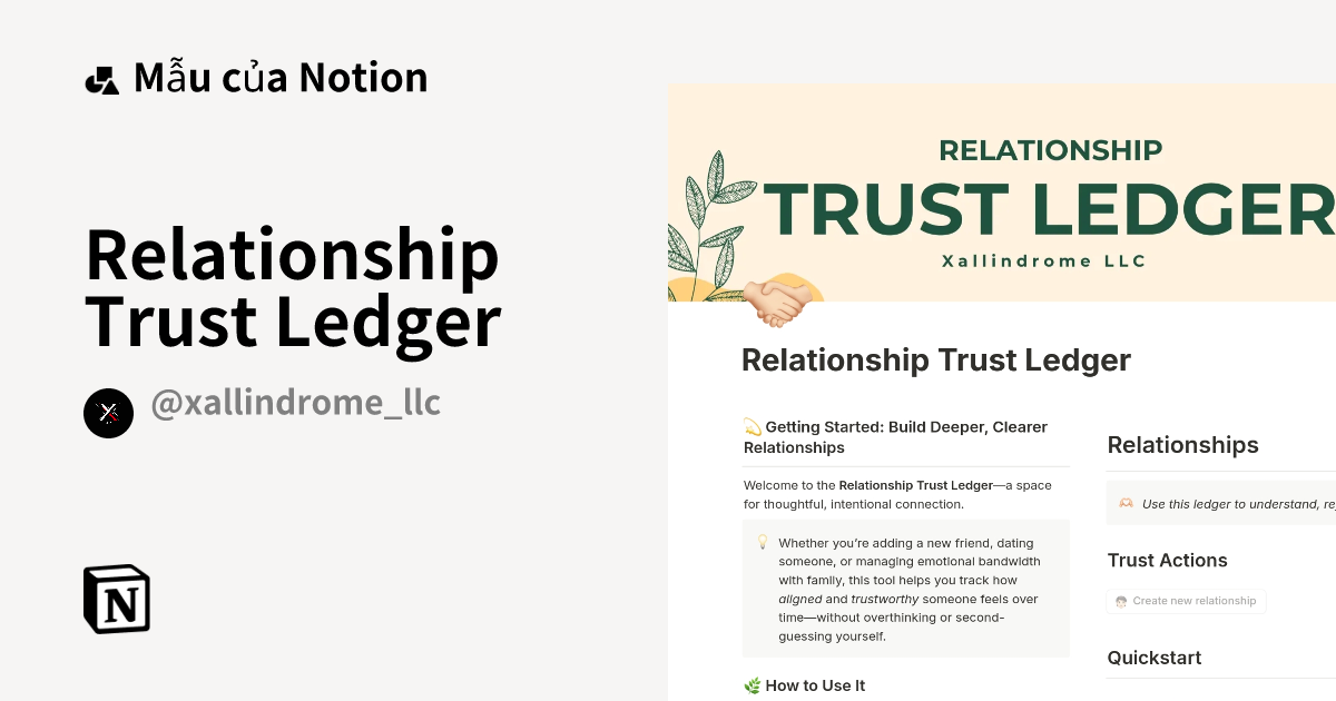 Mẫu Relationship Trust Ledger | Thị trường Notion