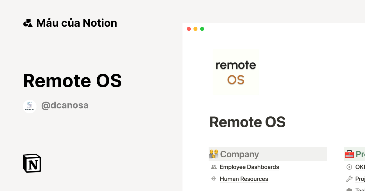 Remote OS Mẫu do Daniel Canosa tạo | Thị trường Notion