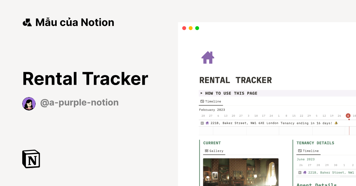 Mẫu Rental Tracker | Thị trường Notion