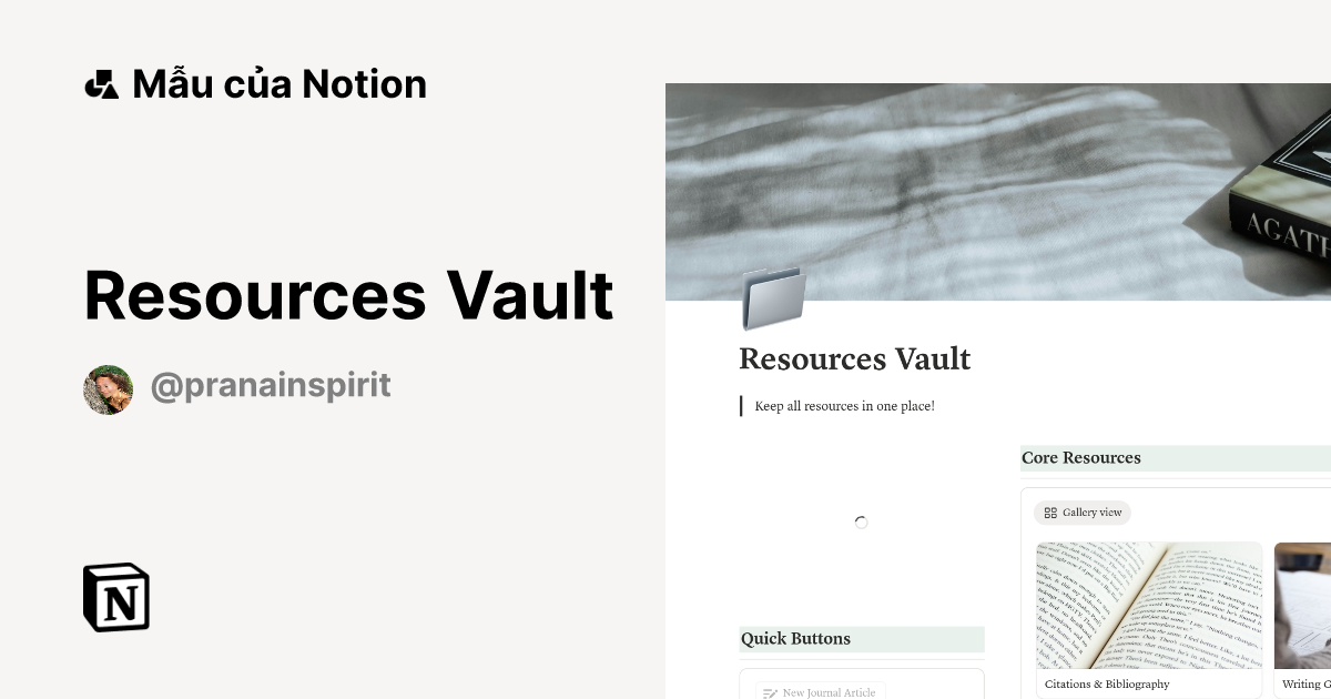Mẫu Resources Vault | Thị trường Notion