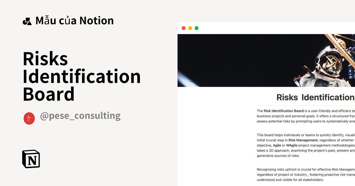 Mẫu Risks Identification Board | Thị trường Notion