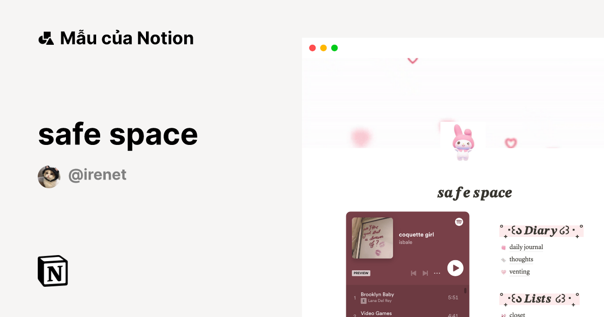 Mẫu safe space | Thị trường Notion