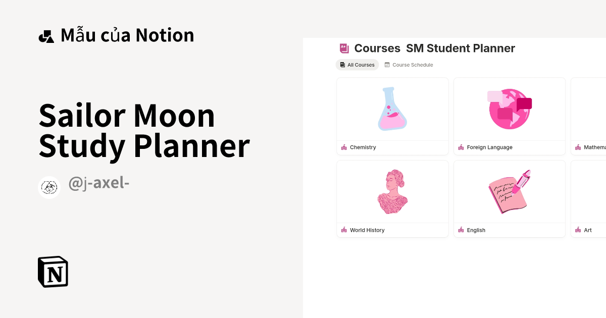 Mẫu Sailor Moon Study Planner | Thị trường Notion
