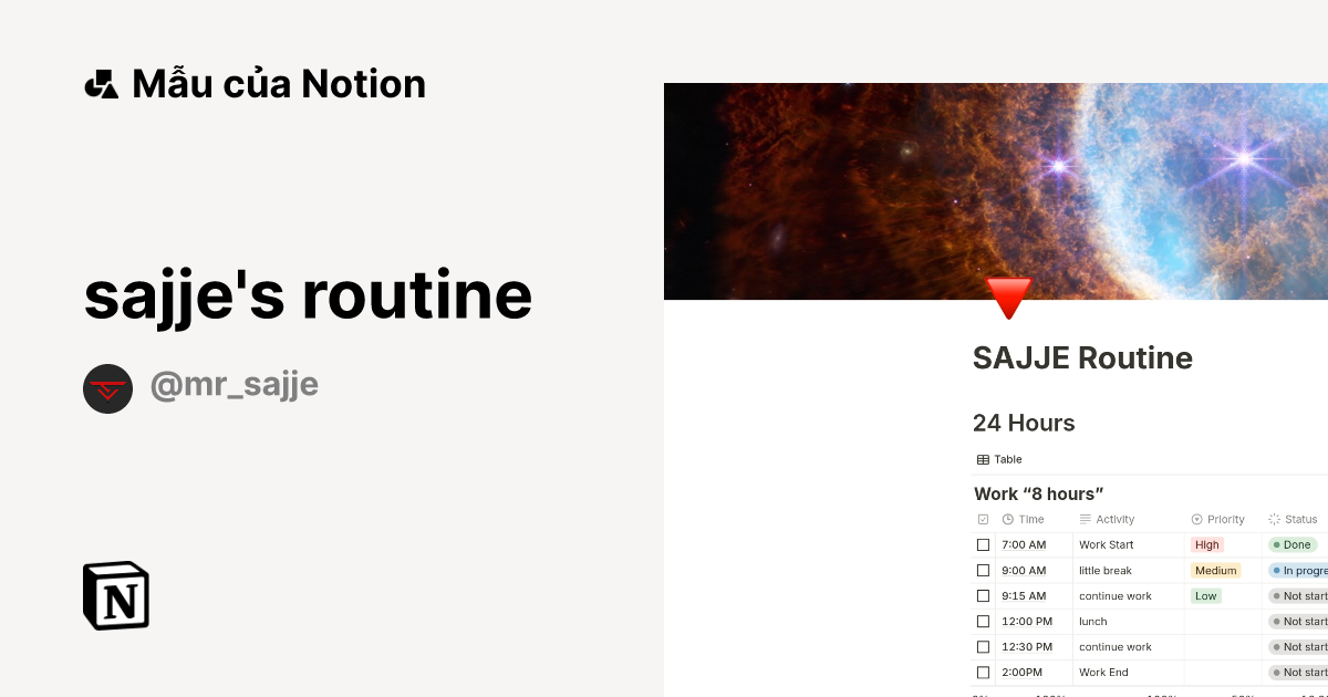 Mẫu sajje's routine | Thị trường Notion