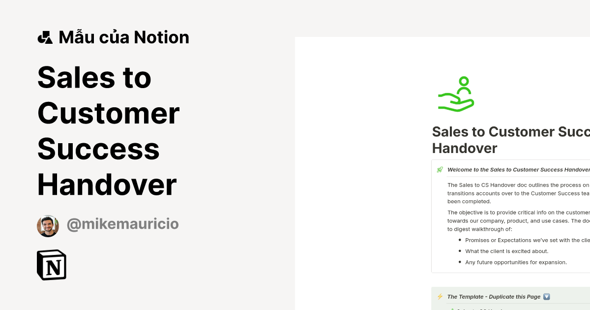 Sales to Customer Success Handover Mẫu do Mike Mauricio tạo | Thị ...