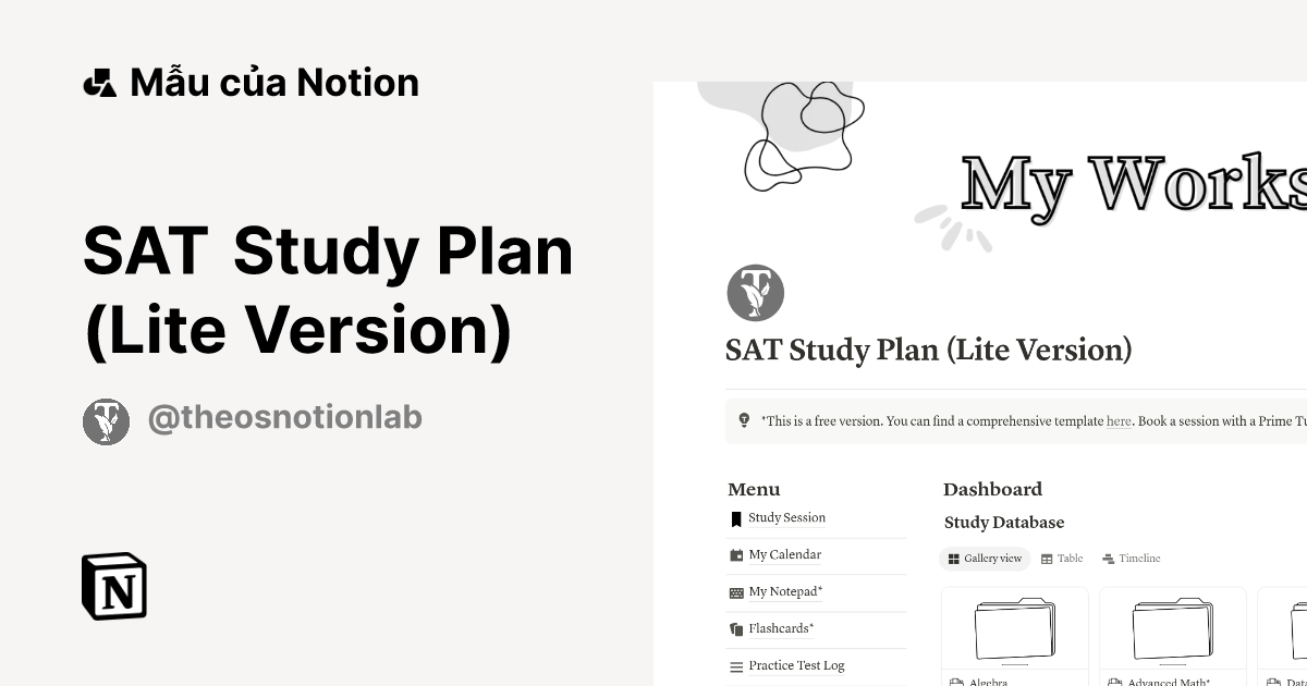 Mẫu SAT Study Plan (Lite Version) | Thị trường Notion