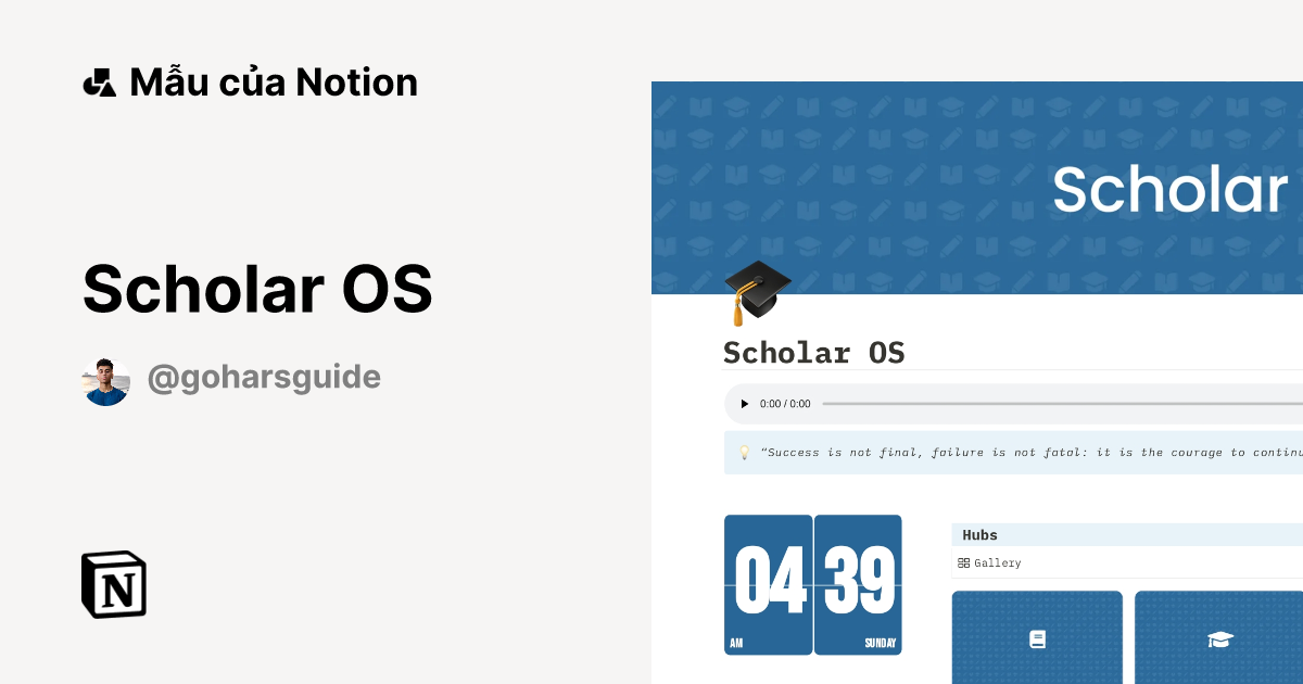 Mẫu Scholar OS | Thị trường Notion