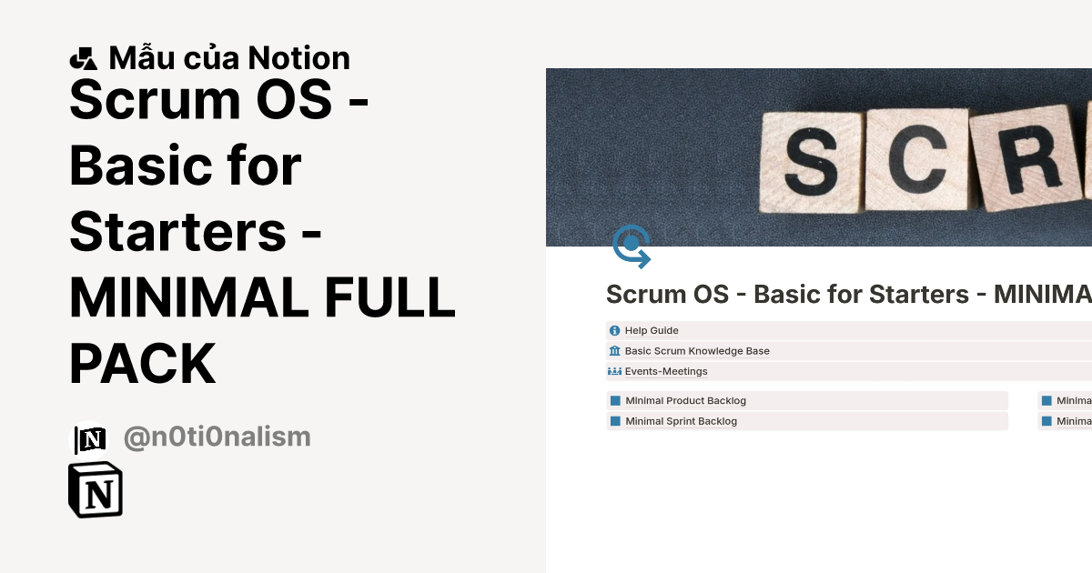 Mẫu Scrum OS - Basic for Starters - MINIMAL FULL PACK | Thị trường Notion