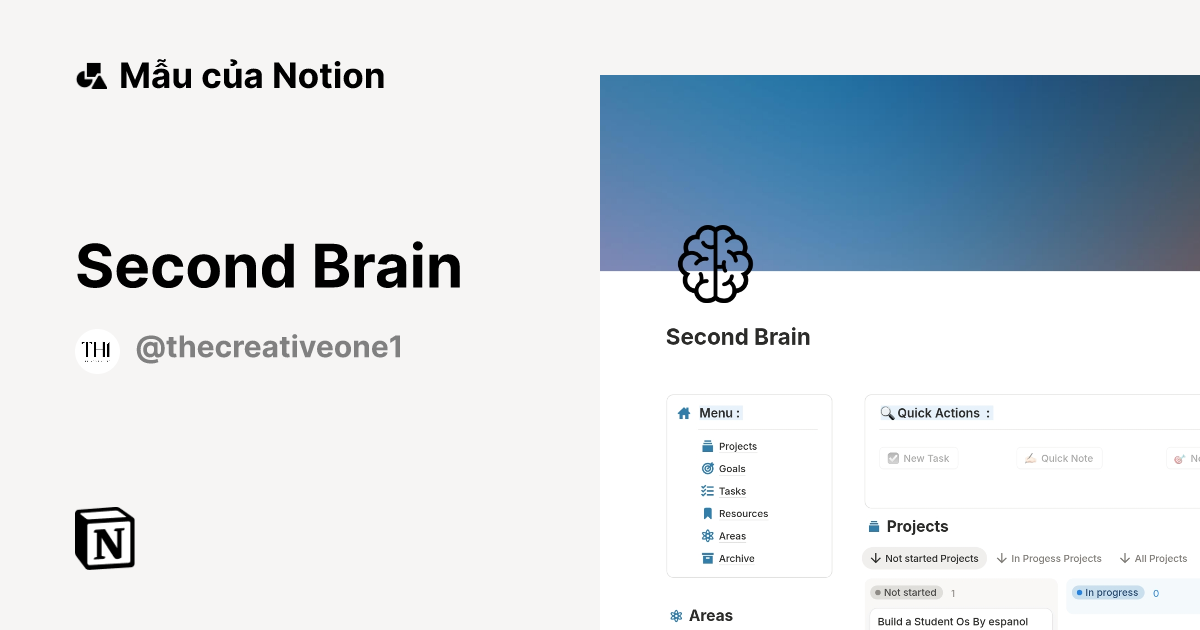 Second Brain Mẫu do Nad tạo | Thị trường Notion
