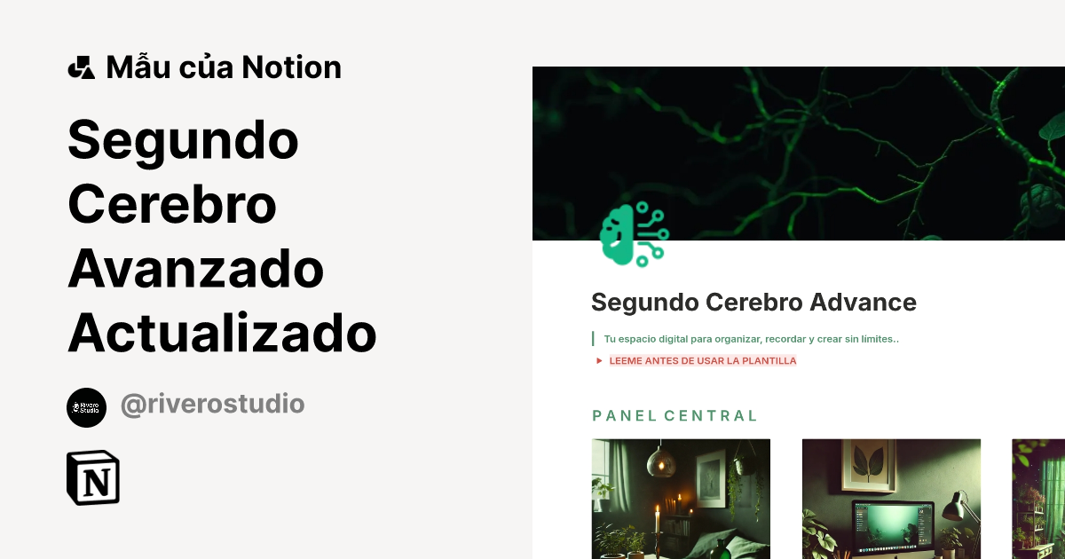 Segundo Cerebro Avanzado Actualizado Mẫu do Rivero Studio tạo | Thị trường Notion