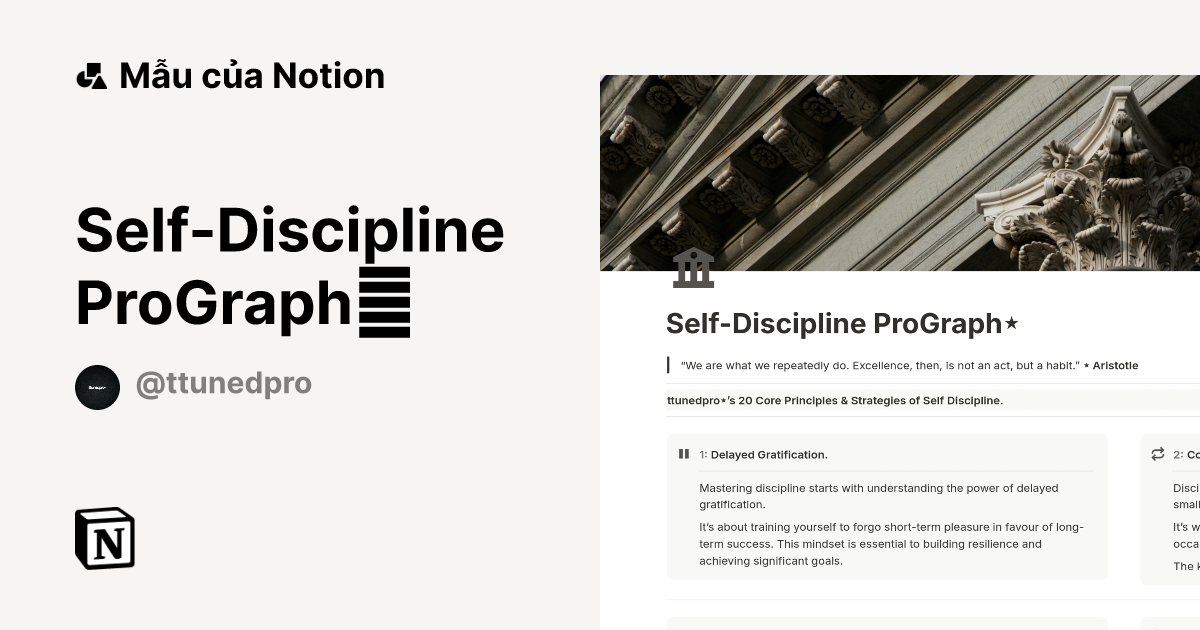 Self-Discipline ProGraph⋆ Mẫu do ttunedpro⋆ tạo | Thị trường Notion