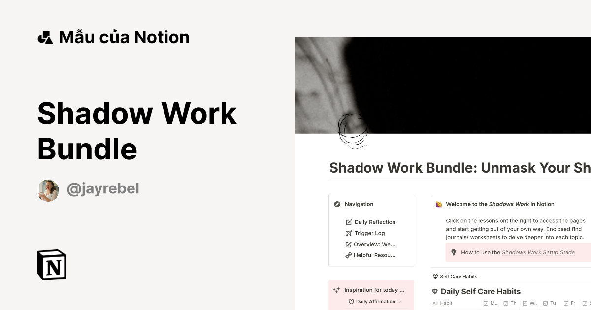 Mẫu Shadow Work Bundle | Thị trường Notion