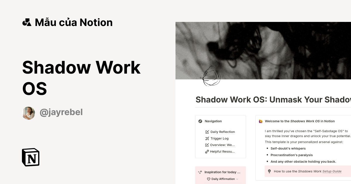 Mẫu Shadow Work OS | Thị trường Notion