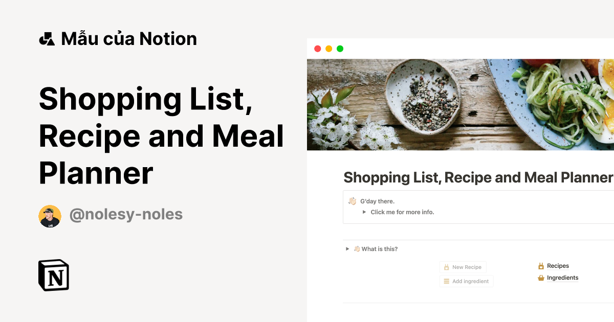 Shopping List, Recipe and Meal Planner Mẫu do Alex Noles | Making Life ...