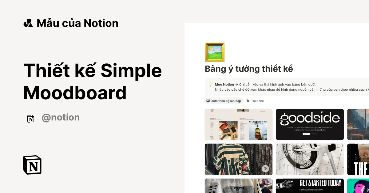 Thiết kế Simple Moodboard Mẫu do Notion tạo | Thị trường Notion
